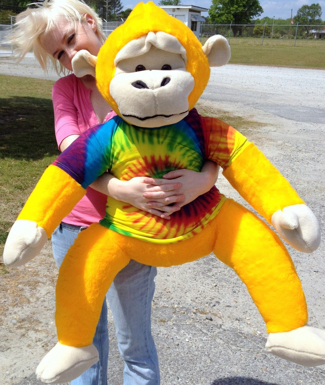 40-inches tall Yellow Groovy Hippie Monkey wearing Rainbow Tie Dye ...